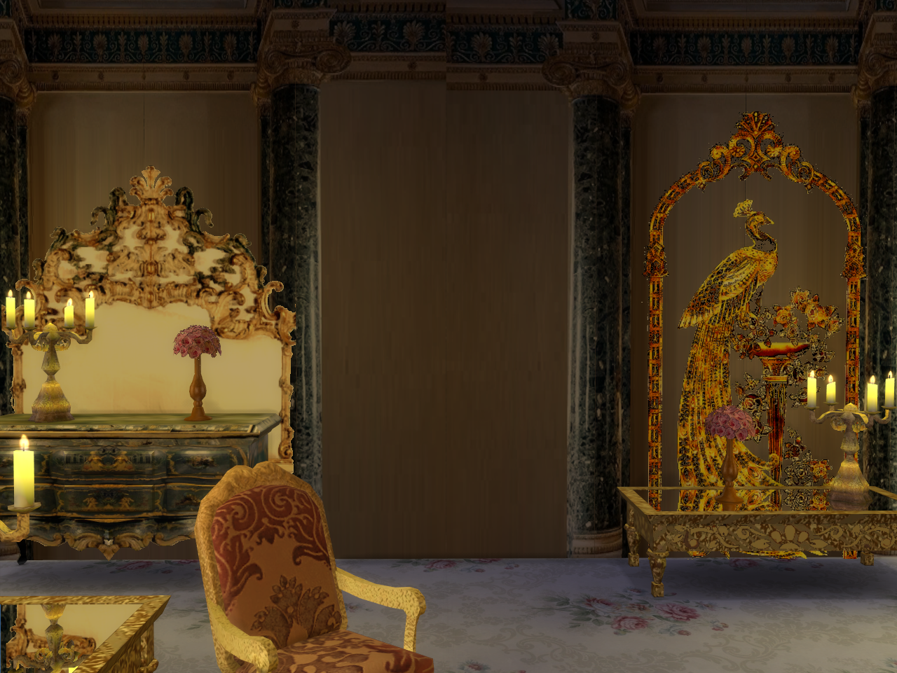 Anna Quinn Stories: Golden Gilded Walls Set Columns For SIMS 4