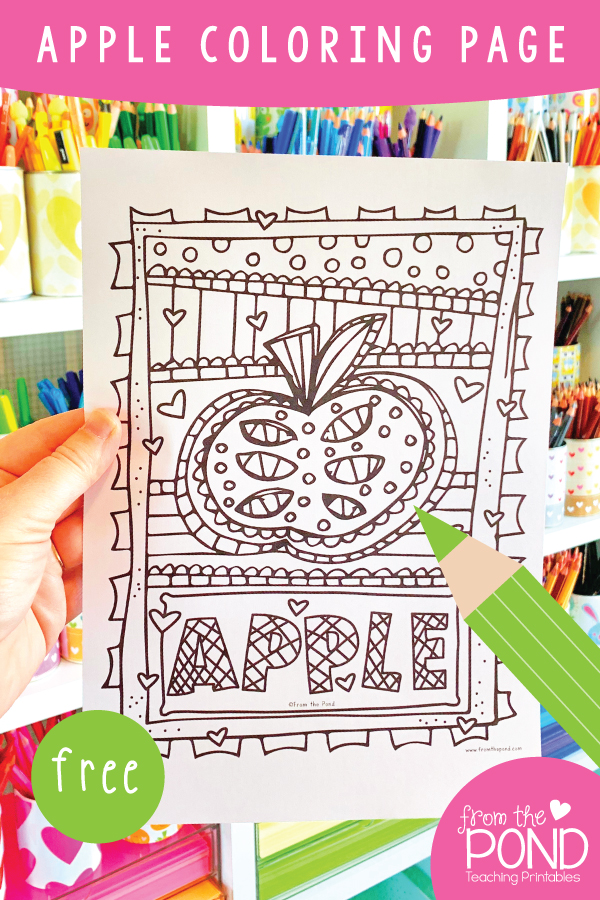 Teacher Apple Coloring Page