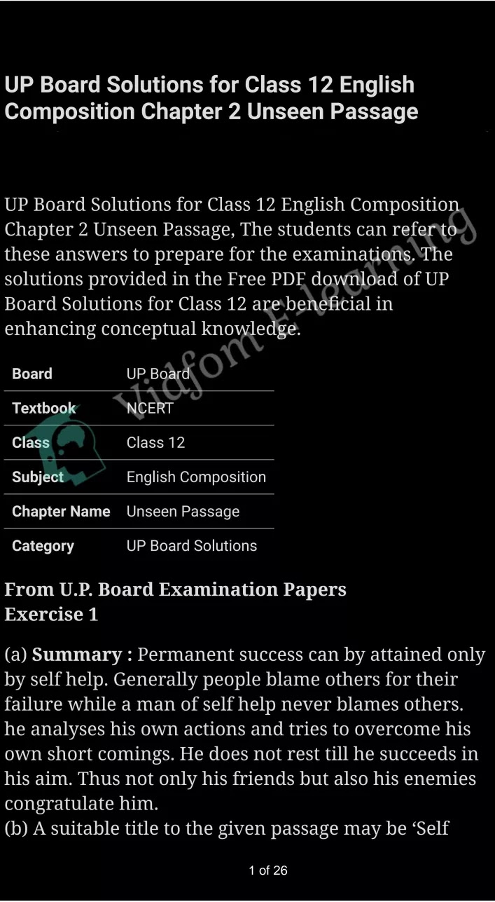 NCERT Solutions for Class 12 English Composition Chapter 2 Unseen ...