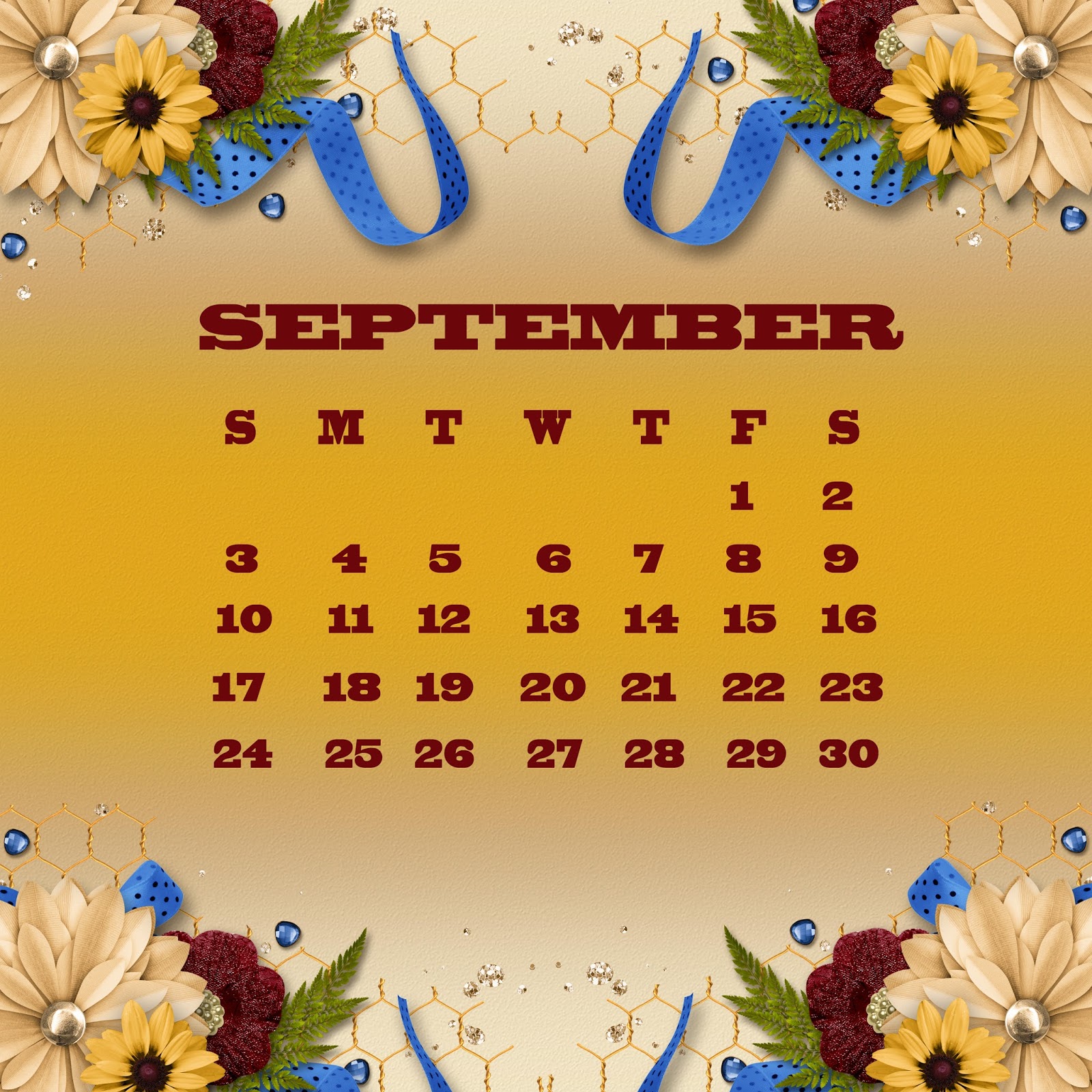 The Cherry On Top: September's Free Calendar From The Cherry On Top