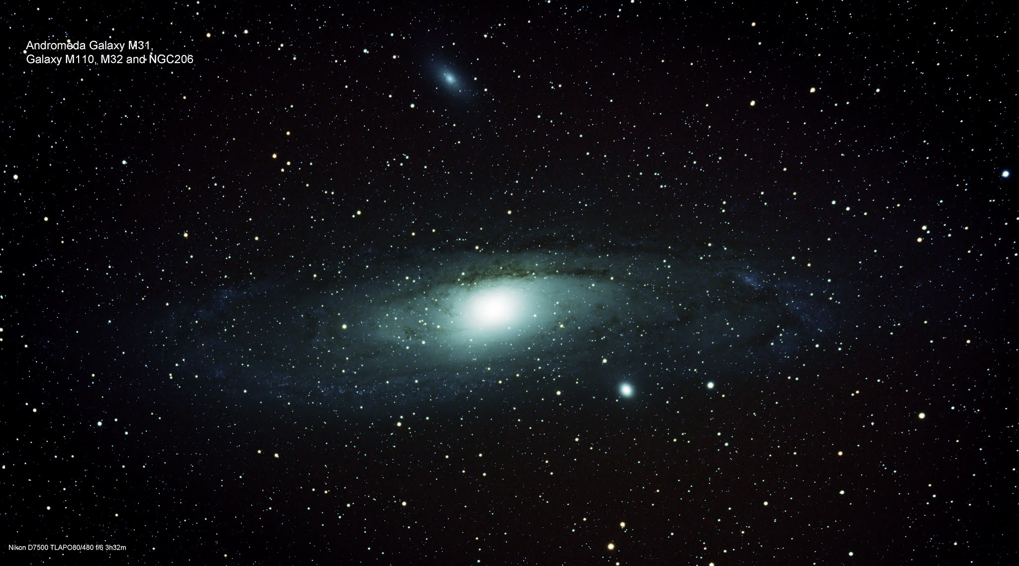 Pascal Hilkens Astro Page : Andromeda Galaxy Complex M31 M32 M110 NGC206
