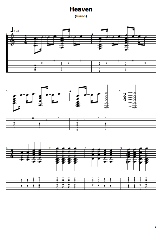 Heaven Bryan Adams Guitar Chords
