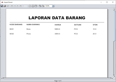 Mencetak Laporan Menggunakan IReport pada Netbeans - Contoh Aplikasi
