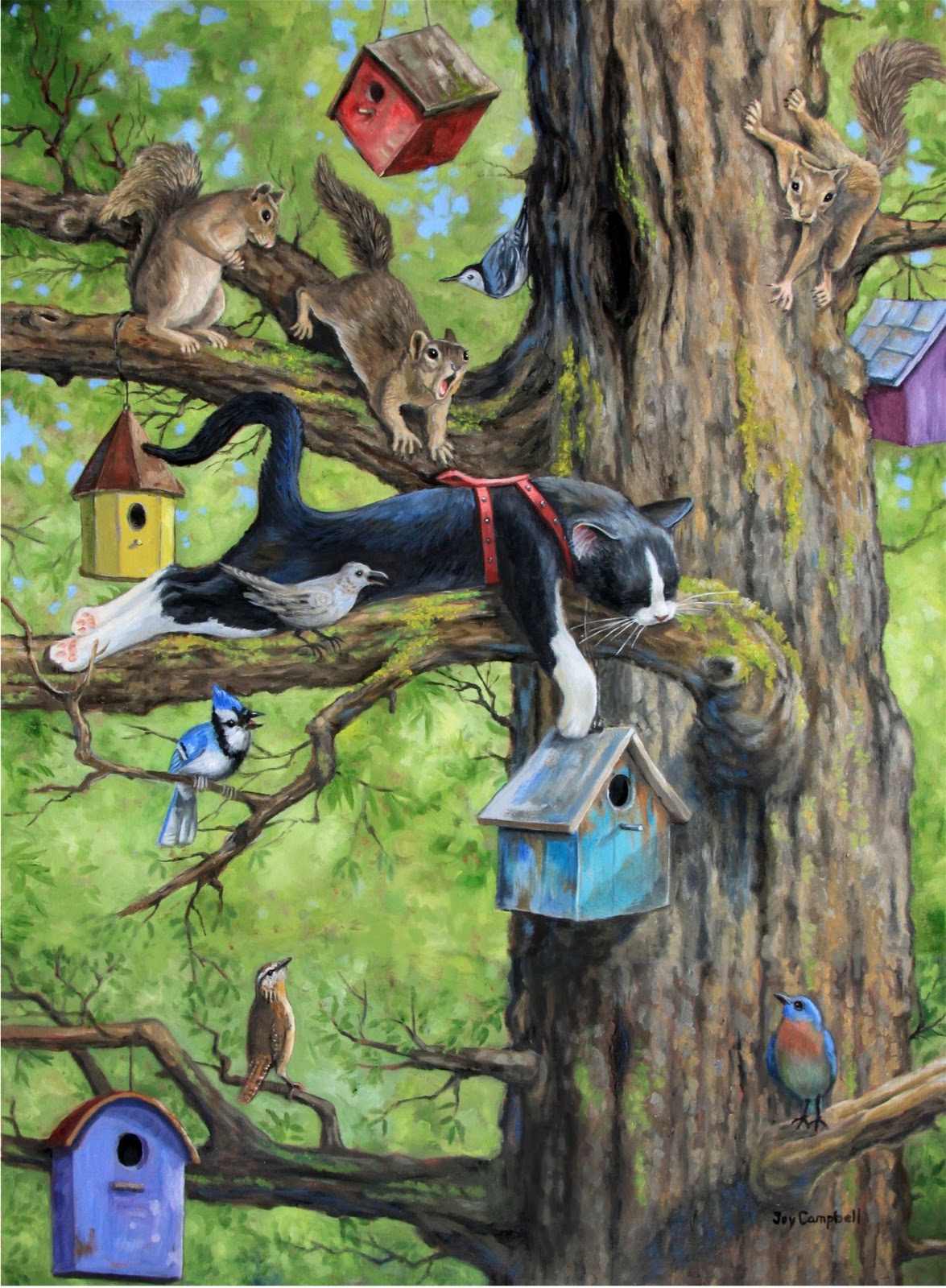 Joy Campbell painting a day: "Squirrel Tree"