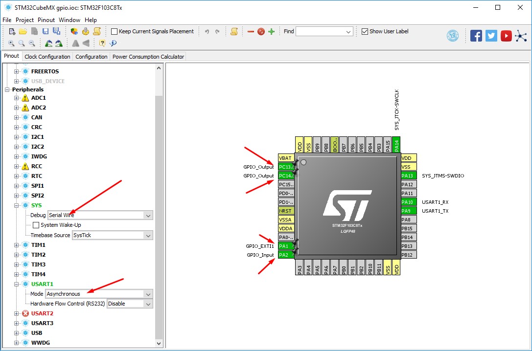 STM32F103C8T6, #2 GPIO