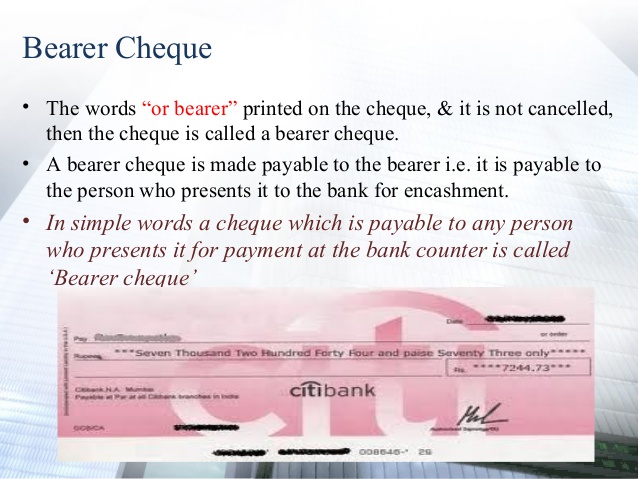 Law Web: When possessor of bearer cheque cannot claim to be holder in ...