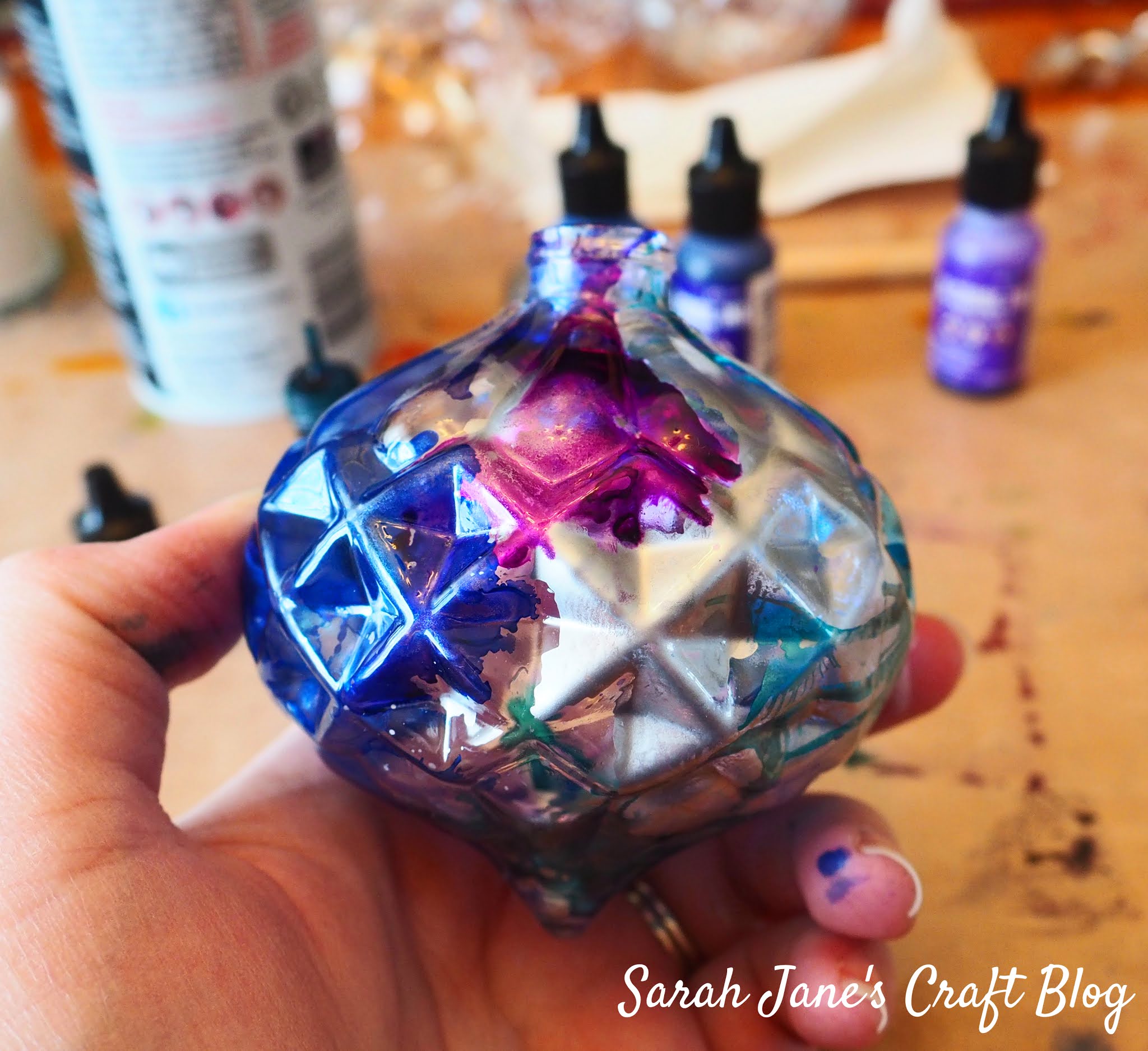 Jewel Toned Alcohol Ink Ornaments