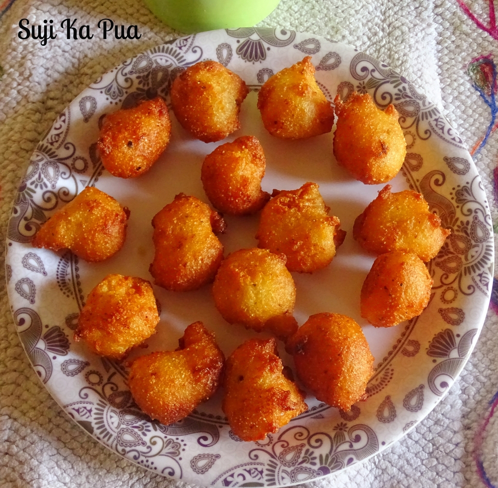 Suji Ka Pua/Sweet Semolina Fritters(step by step with photo)