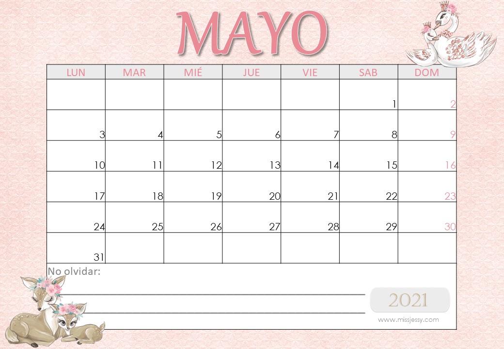 Planificador MAYO 2021 💖 - Miss Jessy