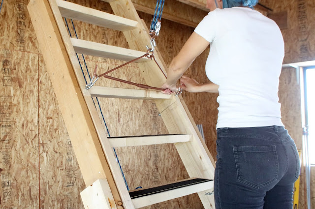 Rolling Folding Shop Loft Ladder | Pneumatic Addict