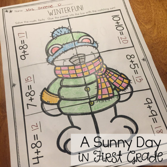 Winter Addition Puzzles! | A Sunny Day in First Grade