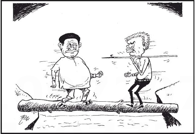 රනිල් සජිත් ඒදණ්ඩ උඩ සටන ඇරඹේ (අඟහ කාටූන්)