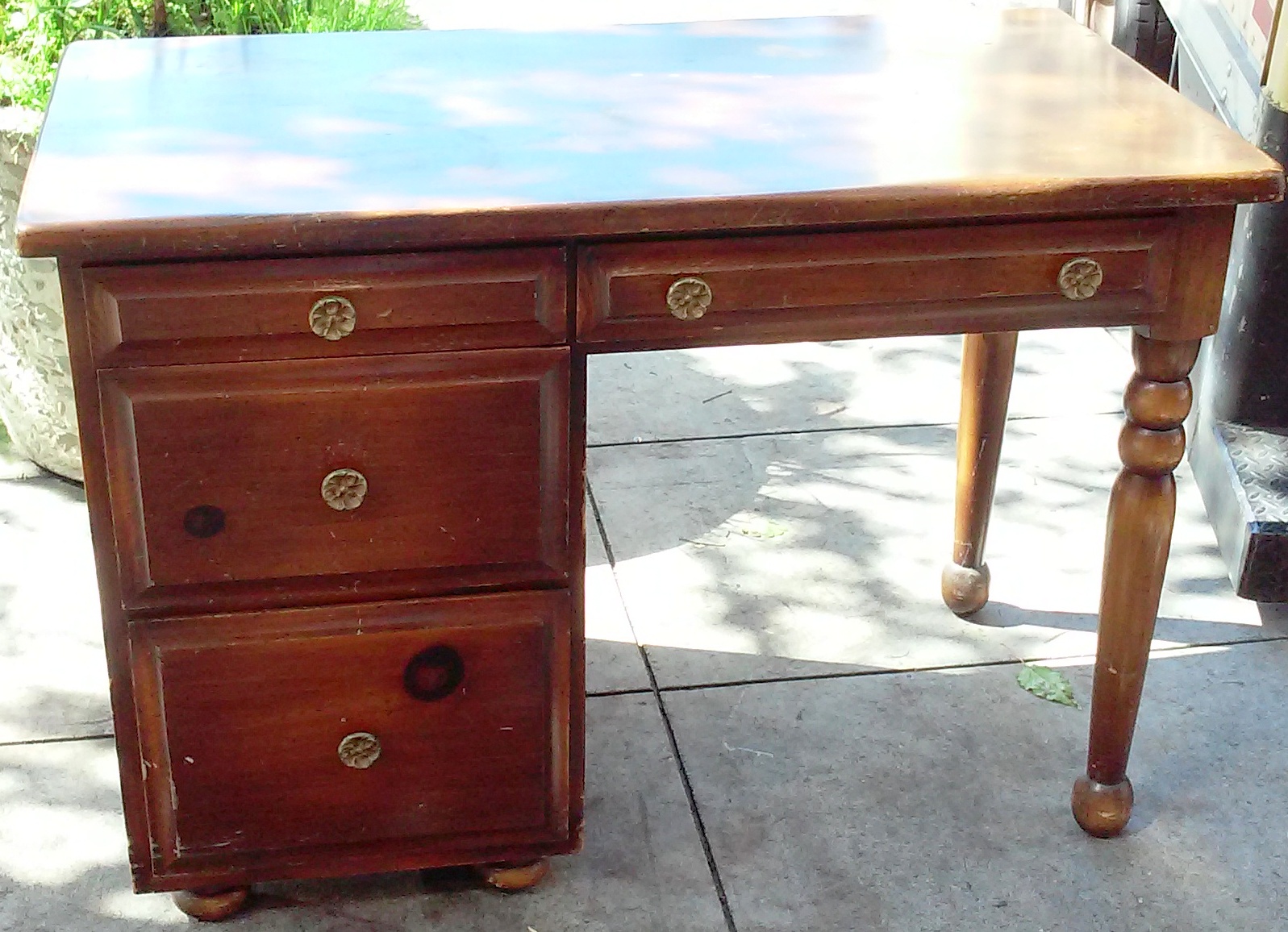 UHURU FURNITURE & COLLECTIBLES: SOLD Knotty Pine Colonial Desk - $55