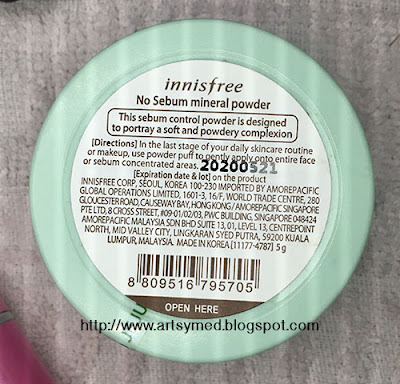 Artsy Med: Innisfree No Sebum Mineral Powder - First Impressions