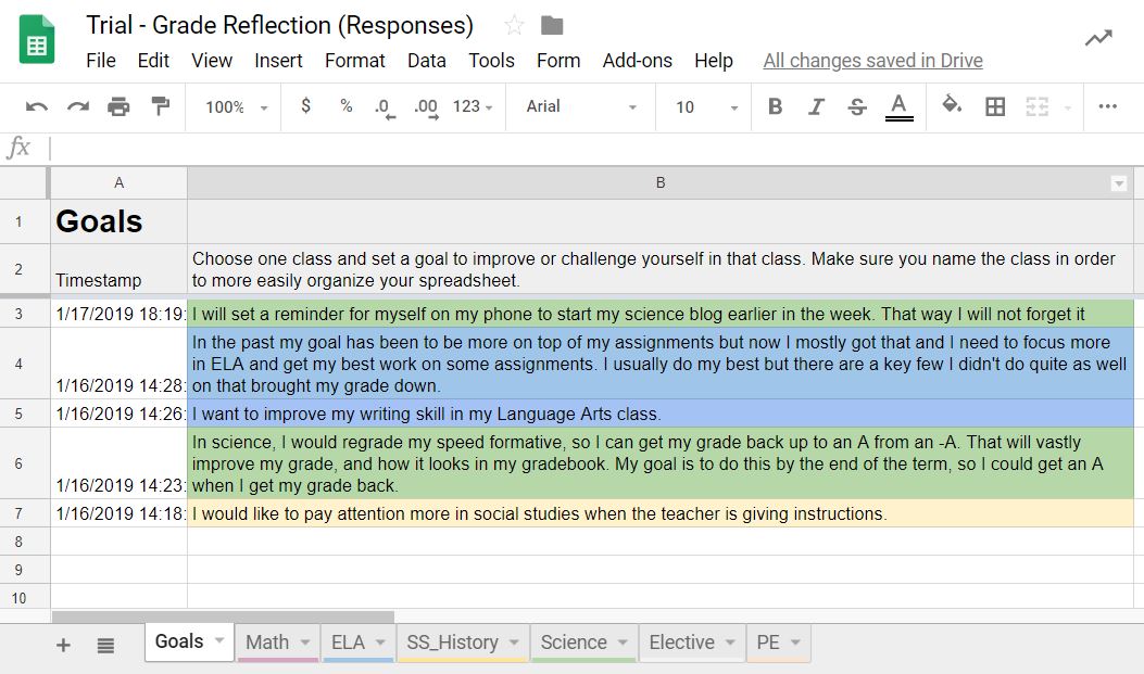 Teaching Above the Test: Reflective Students with Google Forms and Sheets