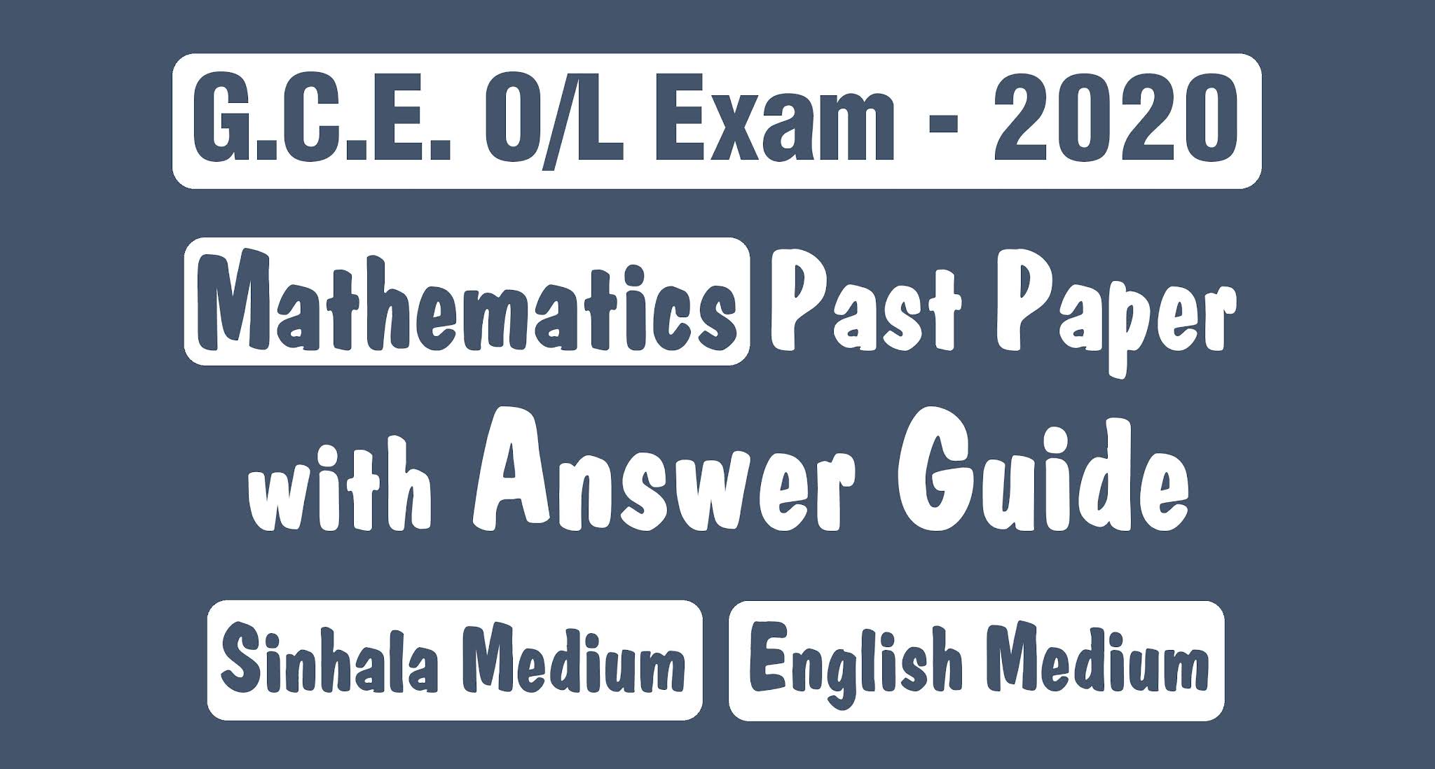 G.C.E. O/L - 2020 - Mathematics Past Paper with Marking Scheme (Answer ...