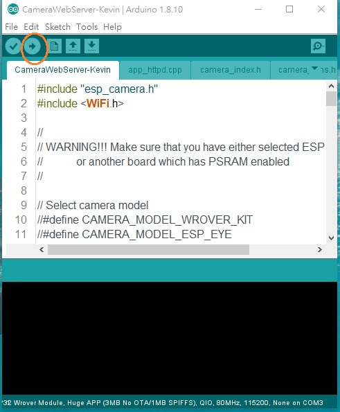 Arduino ESP32-CAM for video stream notebook