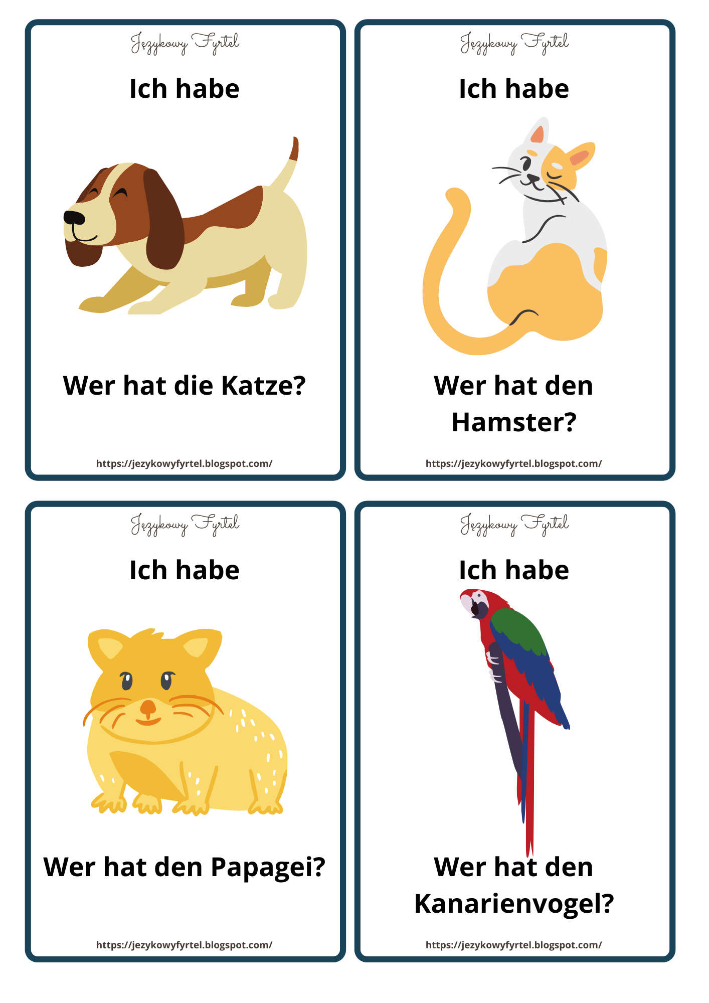 Językowy Fyrtel: Ich habe...Wer hat? Haustiere.