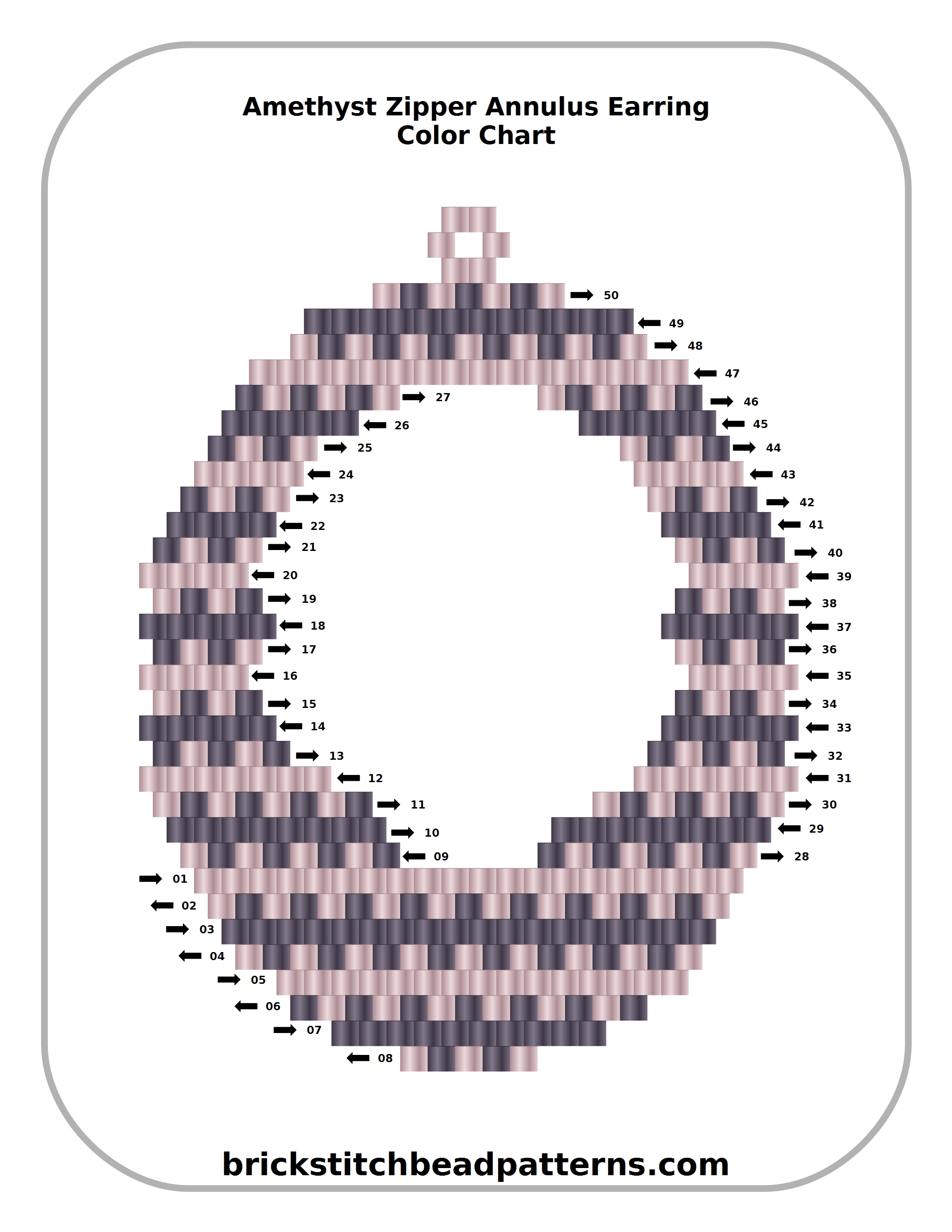 Brick Stitch Bead Patterns Journal: Amethyst Zipper Annulus Earring ...