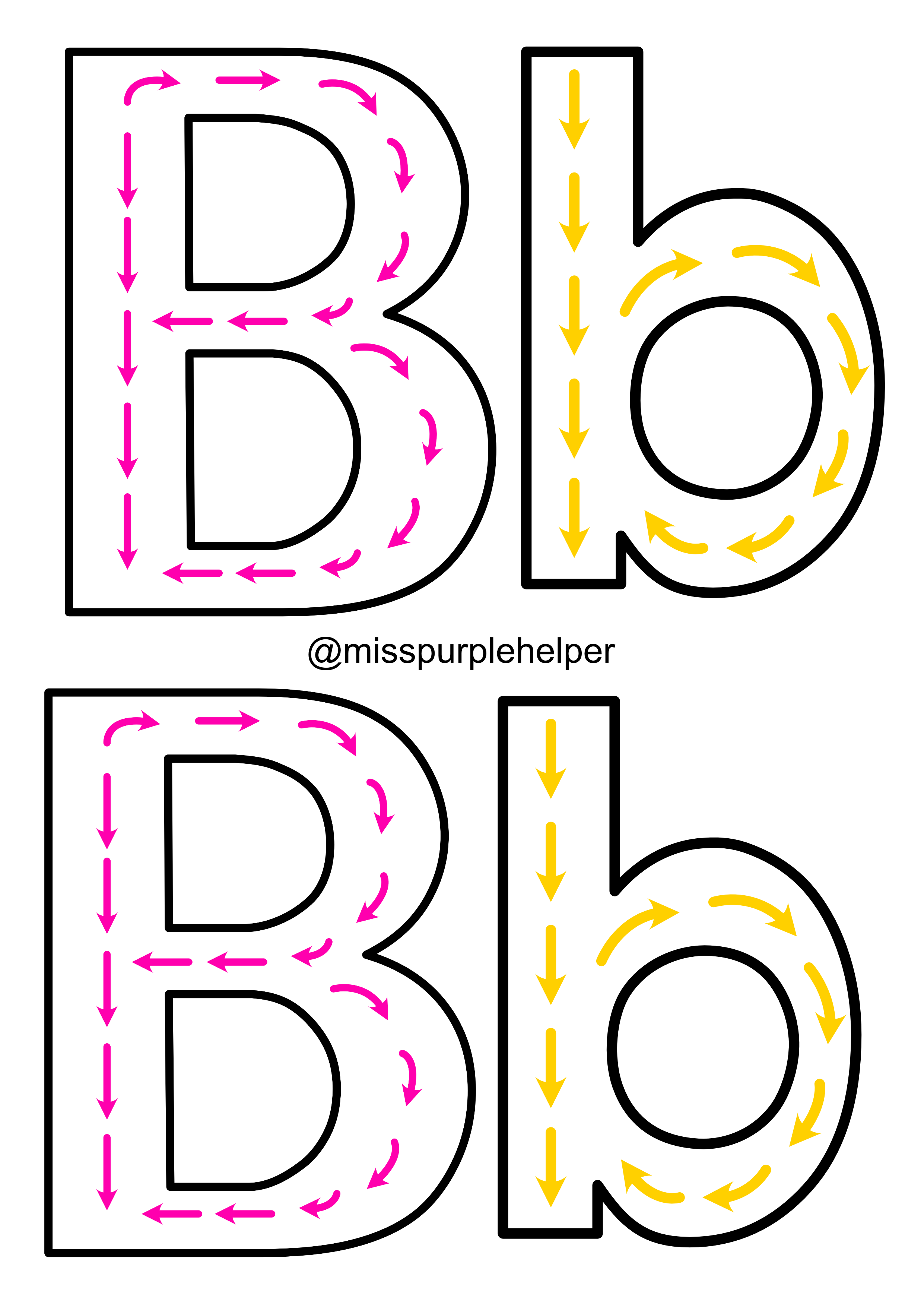 Writing Letters: Letter Bb Worksheets