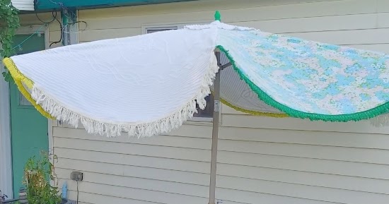 How to DIY a Patio Umbrella Cover - Little Vintage Cottage