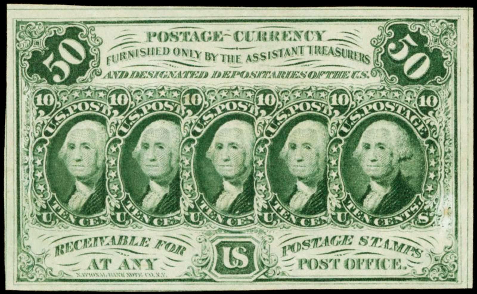 US Postage Currency Paper Money 50 Cents First Issue 1862|World ...