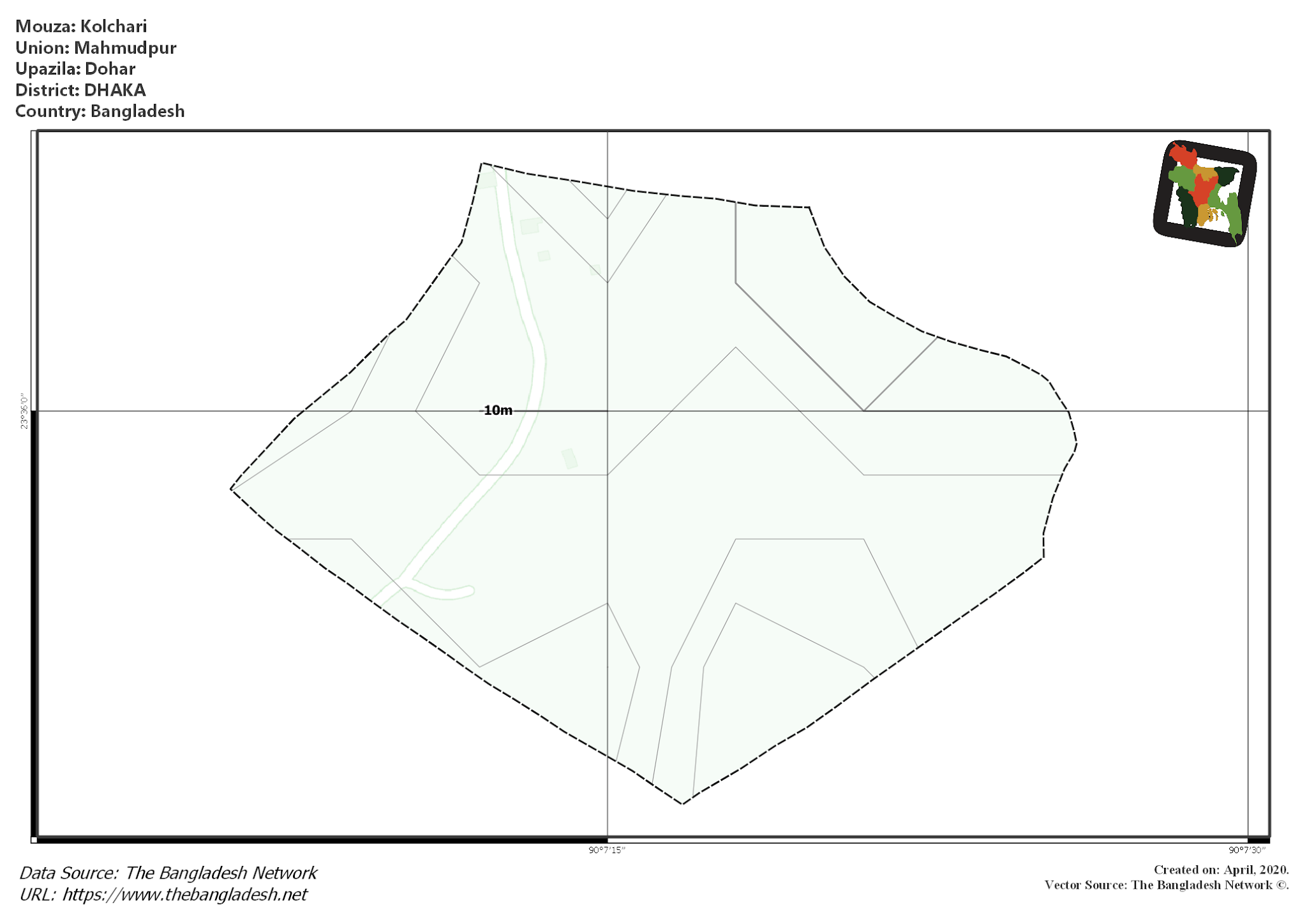 Map of Kolchari Mouza, Dohar, Dhaka