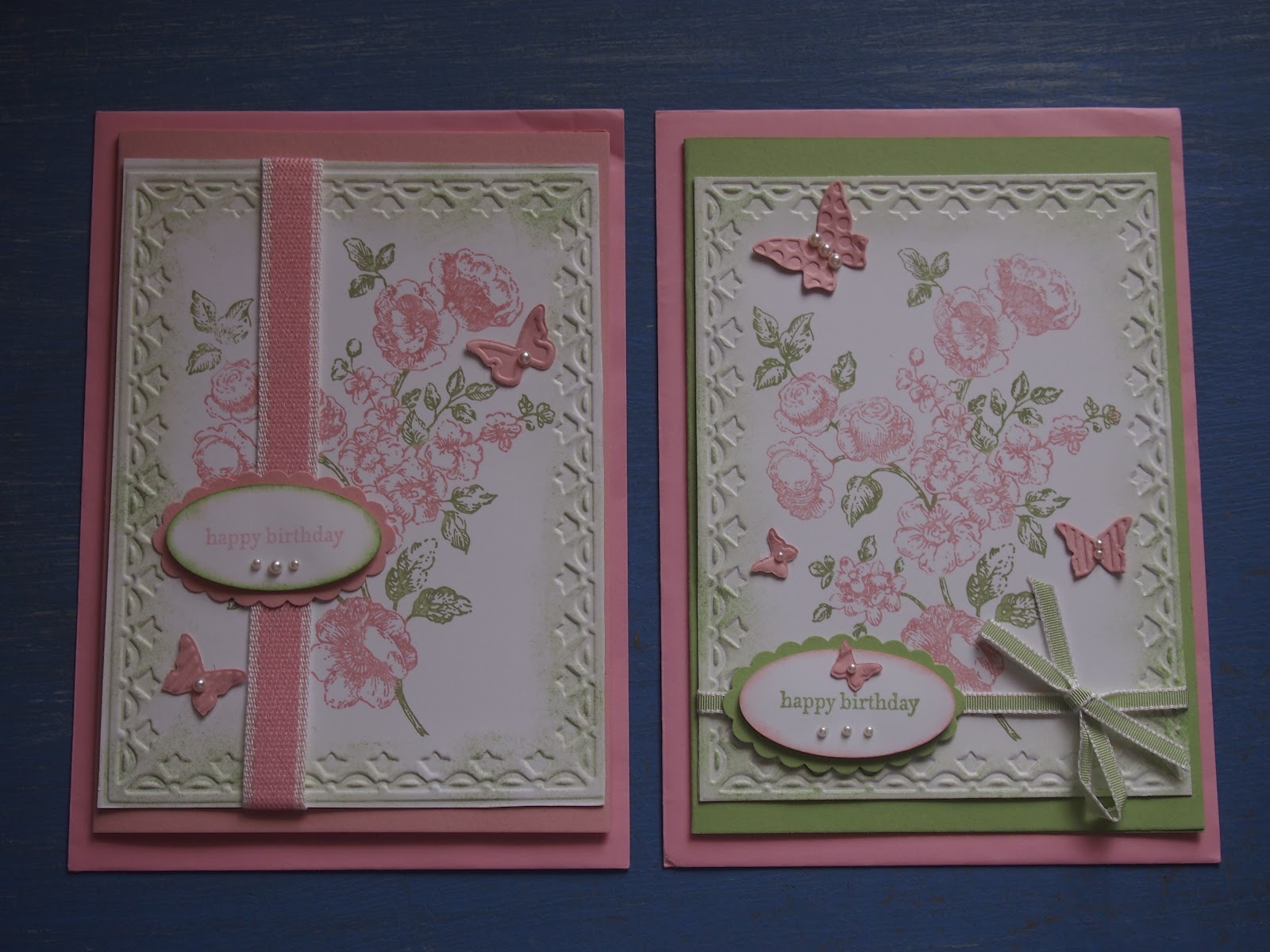 Flushed with Rosy Colour: A pair of pretty handmade birthday cards
