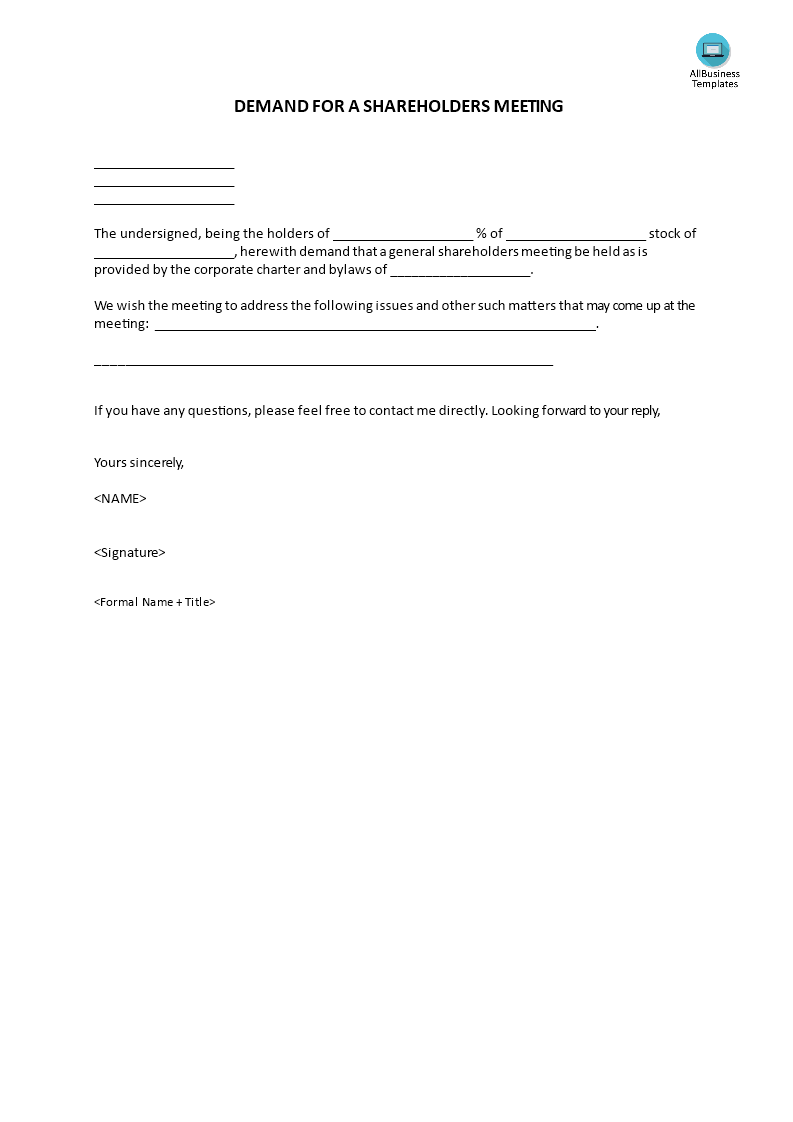Letter To Shareholders Template ~ Resume Letter