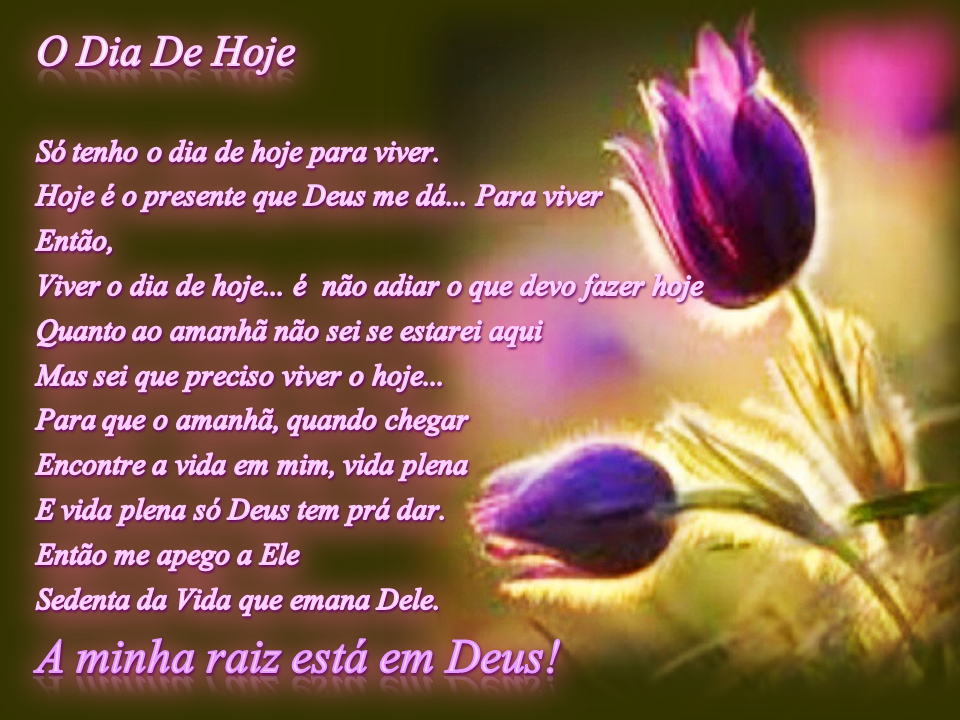 SOMOS DO BEM: Mensagem - O DIA DE HOJE