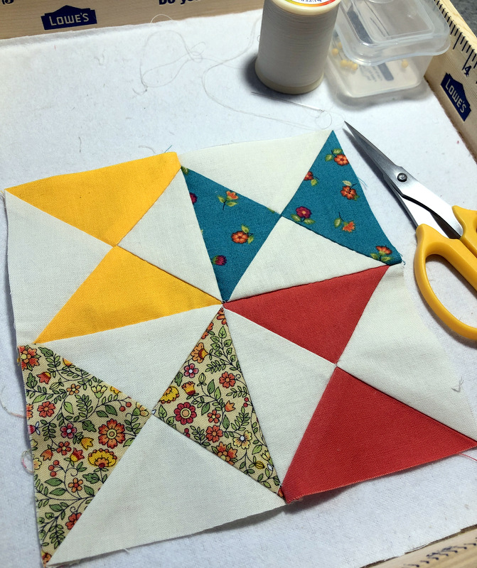 My Sew-Called Quilts: Hand Pieced QAL Quarter Square Triangle