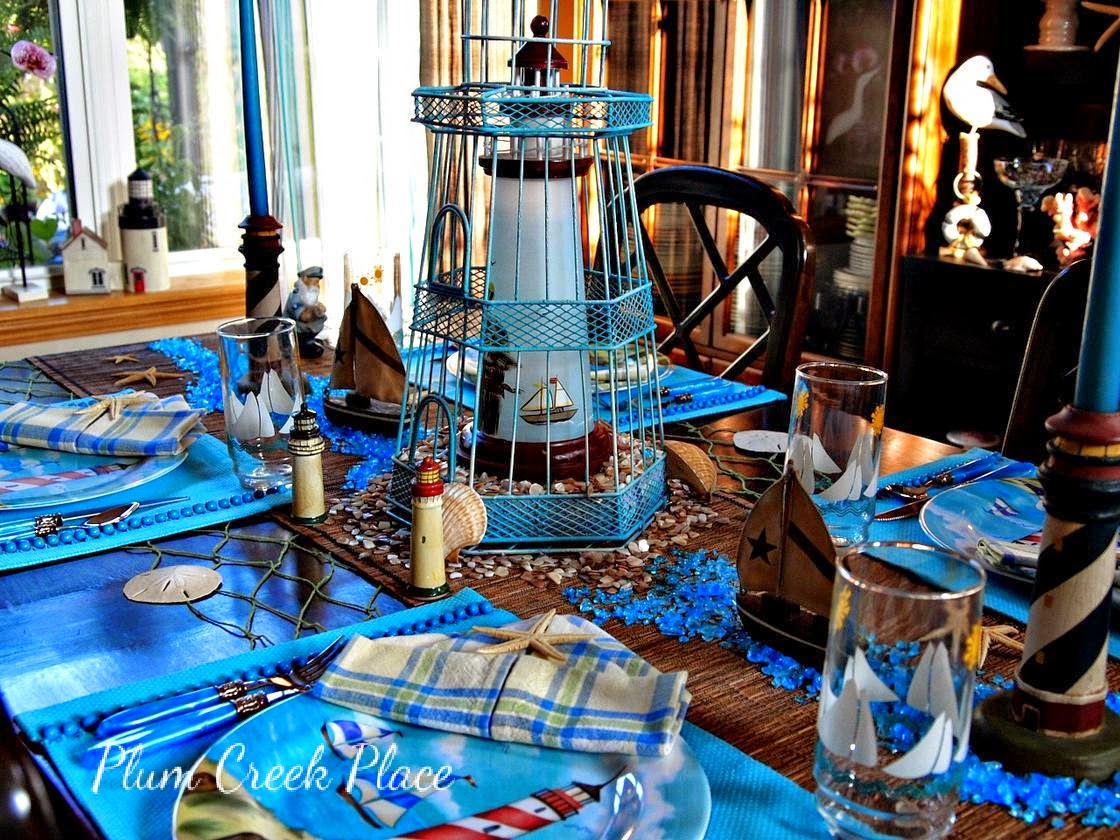 Plum Creek Place: Nautical Tablescape With Lighthouses