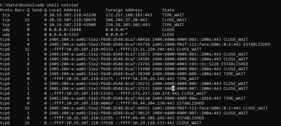 Mobile Application Testing: ADB Network Commands