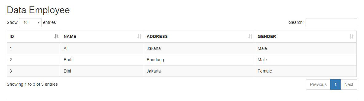 Menggunakan jQuery DataTable dengan MVC