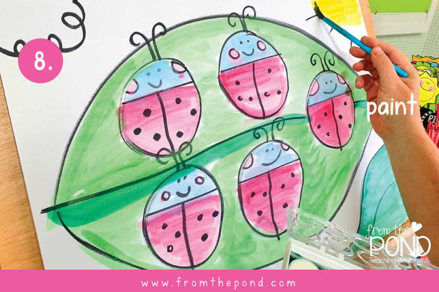 Ladybugs on a Leaf Art Project for Kids | From the Pond