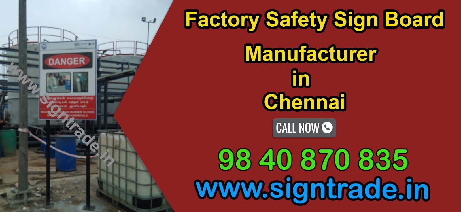 Factory Safety Sign Board - VA Tech Wabag Ltd - Chennai