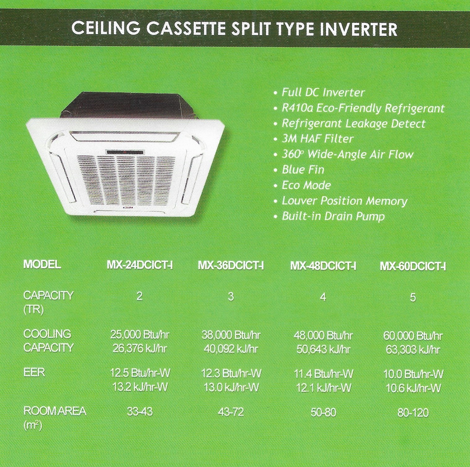 MaximaxSystems.com: MATRIX SPLIT CEILING CASSETTE AIR CONS - INVERTER