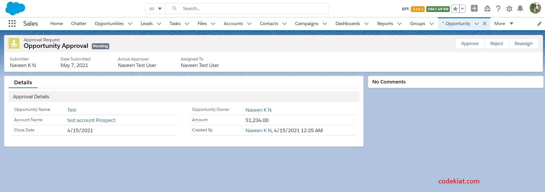 Approval request record page customization in the salesforce lightning