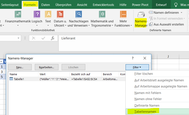 Excel VBA Table Object, Bereiche und Funktionen