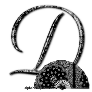 Monica Michielin Alphabets: ORIENTAL FAN BLACK BANDANA ALPHABET PNG