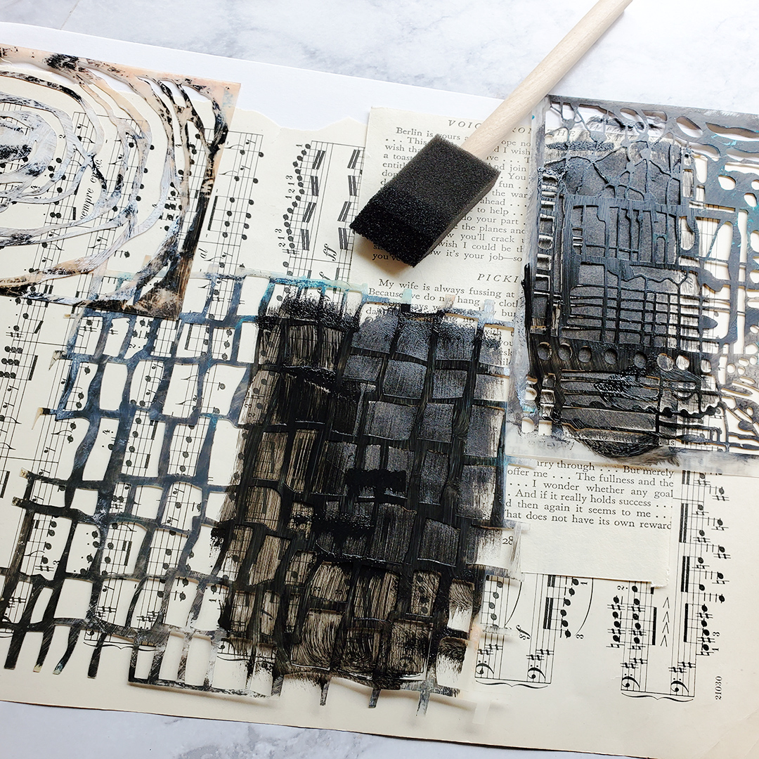 StencilGirl® Talk: Mini Stitched Collages with StencilGirl® Stencils