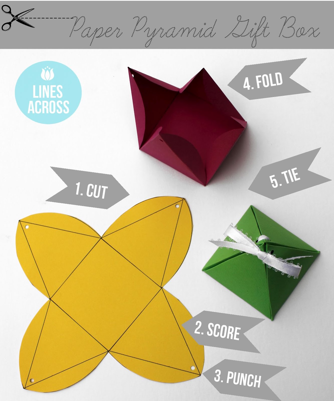 Paper Pyramid Gift Boxes Lines Across