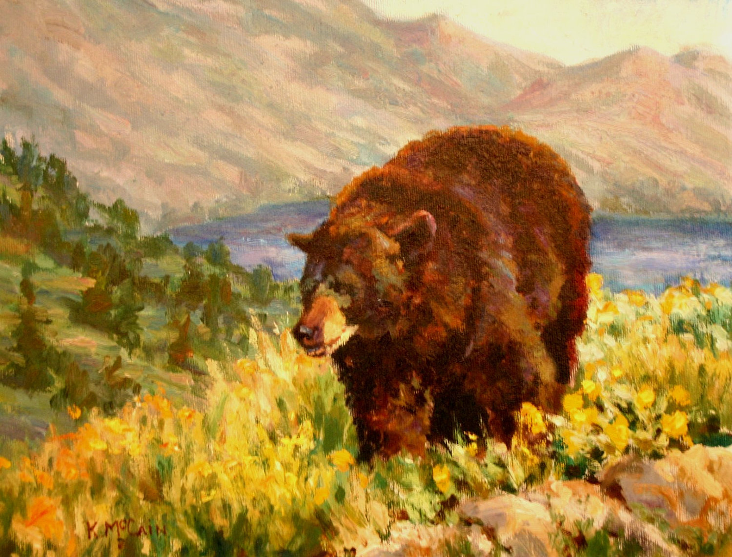 Daily Painters of Arizona: Impressionistic painting of Grizzly Bear ...