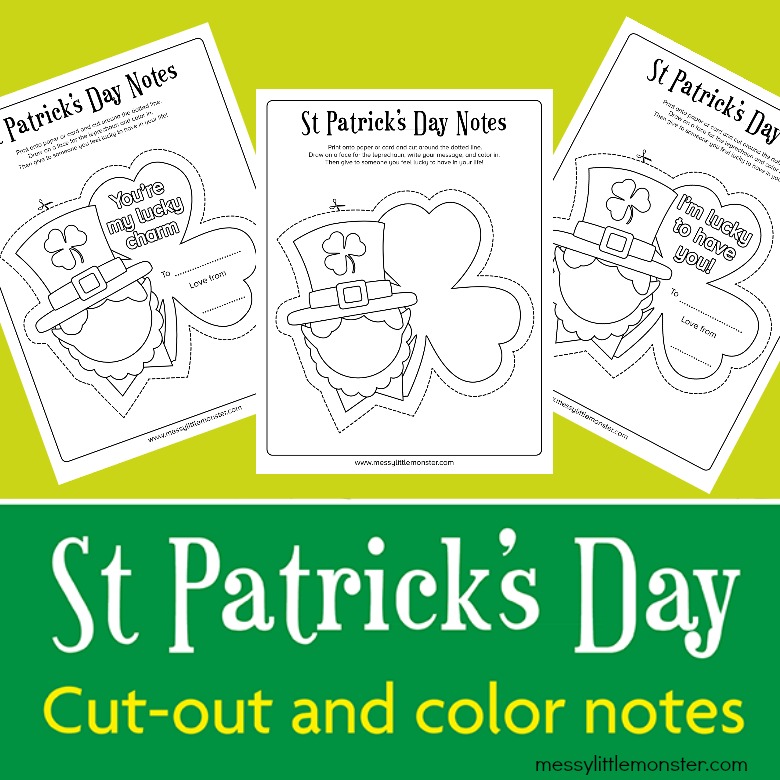 St Patrick's Day Printable Notes - Messy Little Monster