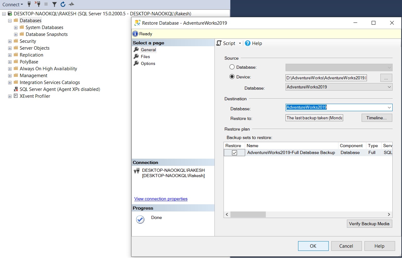 Rakesh's Data Blog: Restoring AdventureWorks2019 Database