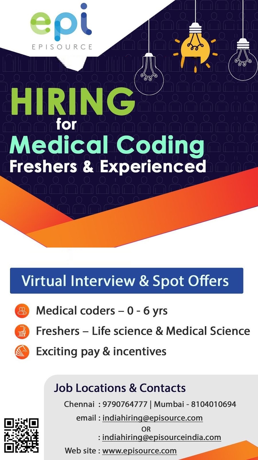 EPISOURCE Hiring Freshers And Experienced For Medical Coding PHARMA EPISOURCE Hiring Freshers And Experienced For Medical Coding PHARMA