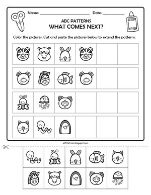 A Little Train: Cute animal ABC patterns. Copy, extend, complete and ...