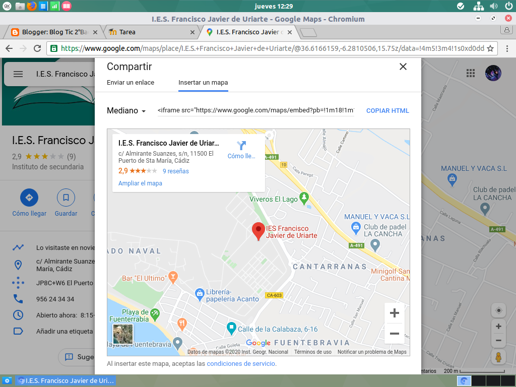 Blog Tic 2°Bachillerato : Insertar ubicación.