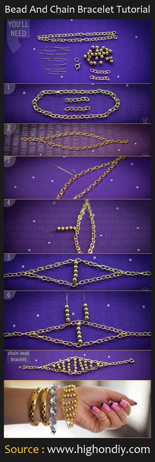 Bead And Chain Bracelet Tutorial | Pinterest Tutorials