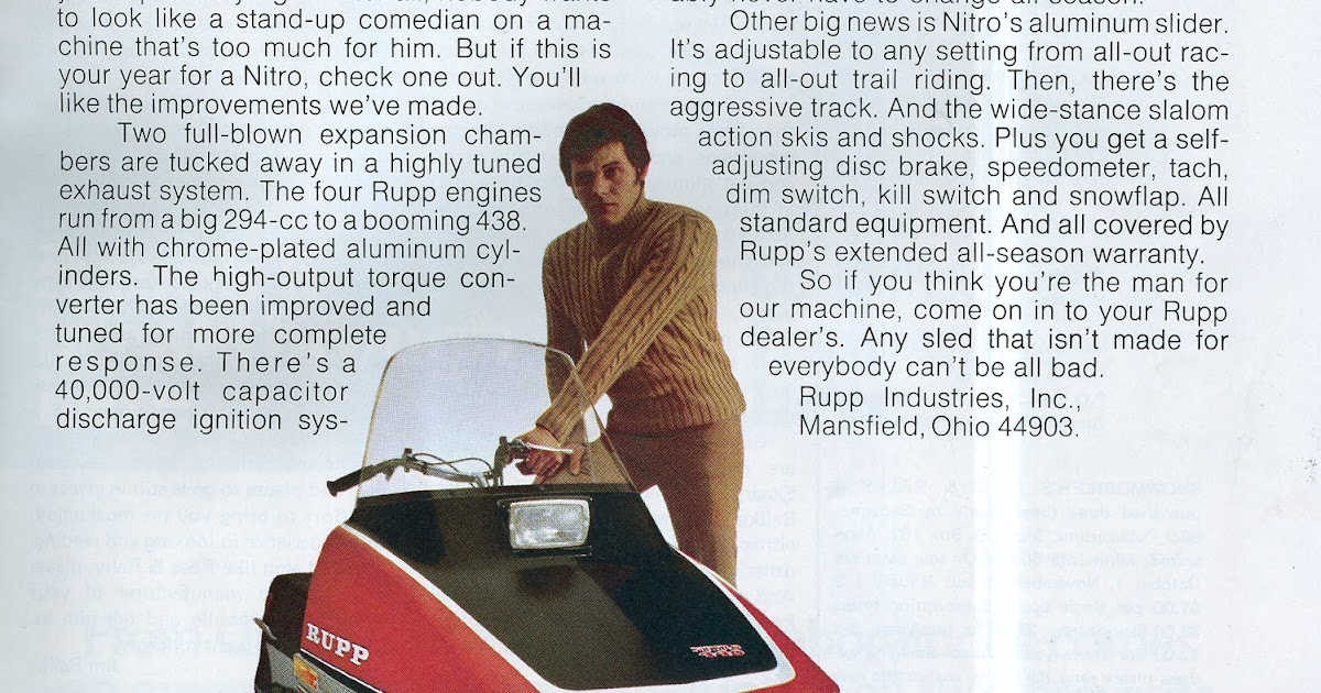 CLASSIC SNOWMOBILES OF THE PAST: 1973 RUPP NITRO SNOWMOBILE